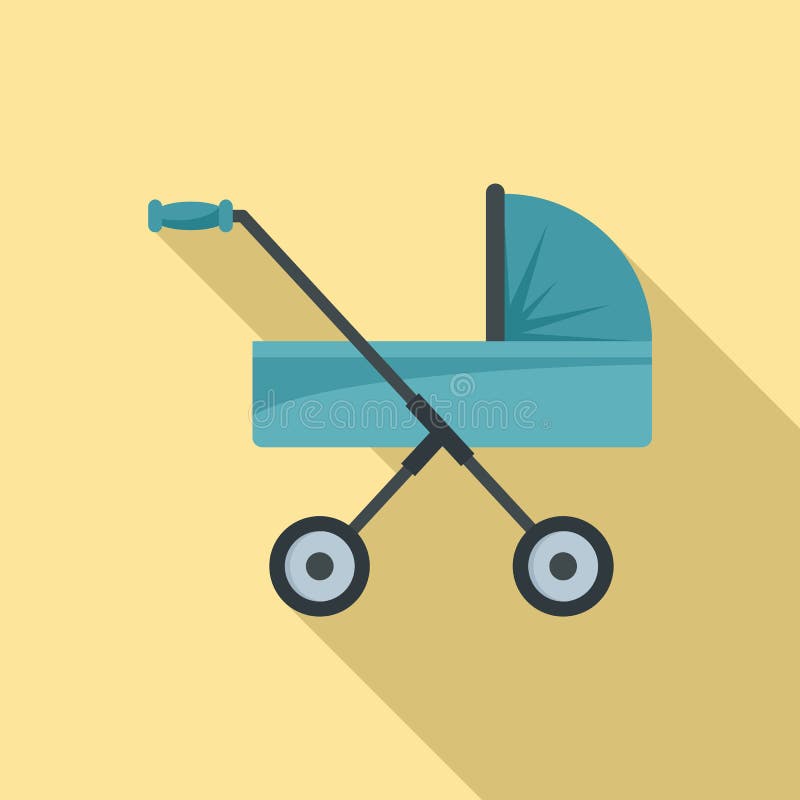 Baby pram icon, flat style stock illustration. Illustration of nursery ...