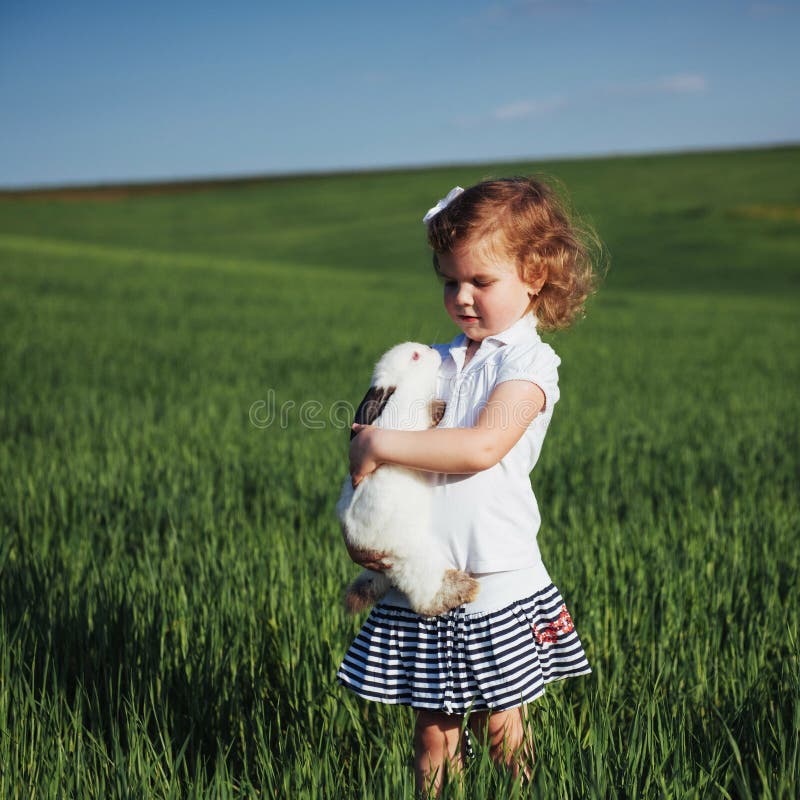Baby Rabbit in a Field of Green Wheat Stock Image - Image of nature ...