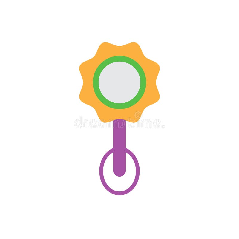 Baby Rattle Colored Flat Icon Vector Design Stock Vector - Illustration ...