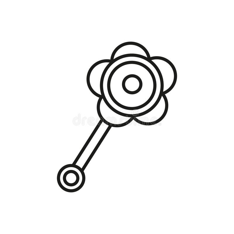 Baby Rattle Icon Flat Line Symbol Set Stock Illustration - Illustration ...