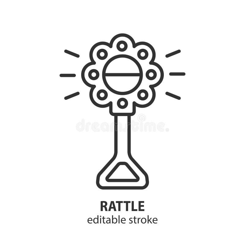 Baby Rattle Line Icon. Kid Toy Vector Symbol Stock Vector ...