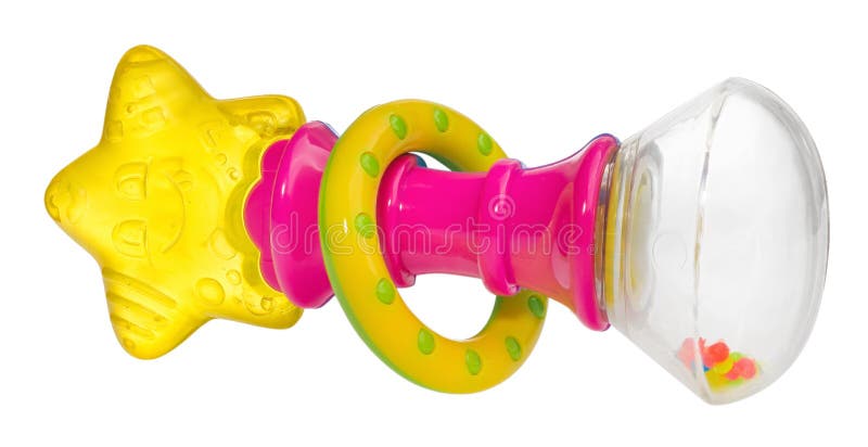 Baby Rattle with a Star Shaped Teether, Multicolored Hoop and Ra Stock ...