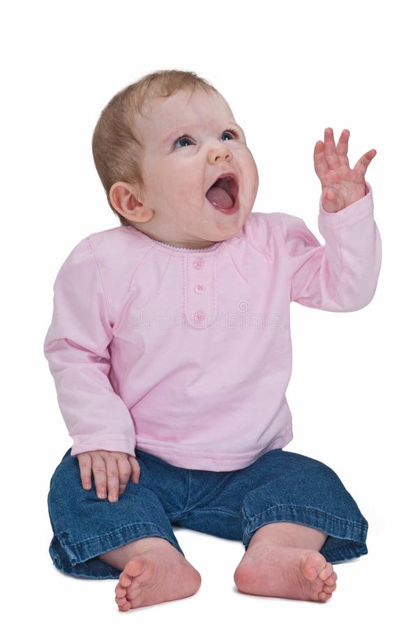 Baby Reaching Up stock image. Image of pink, girl, healthy - 15113377