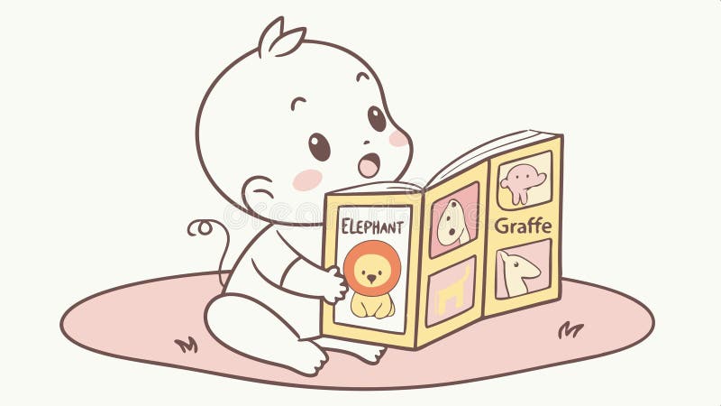 Baby Reading Giraffe Book, Animal Book, Early Learning Resource Vector ...