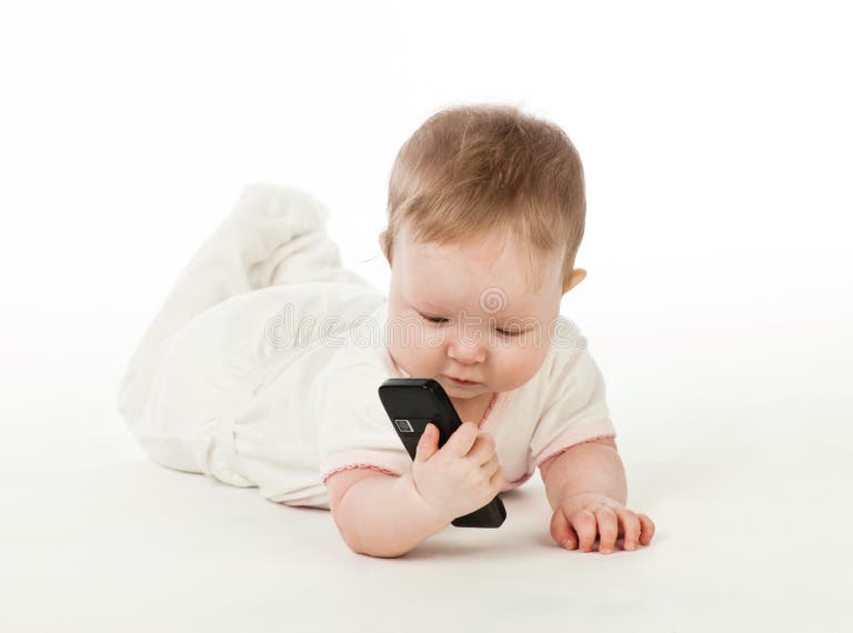 Baby reading sms stock photo. Image of infant, mobile - 14460820