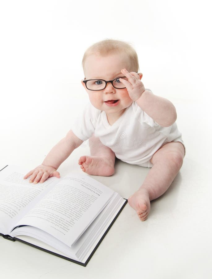 Baby Reading With Glasses