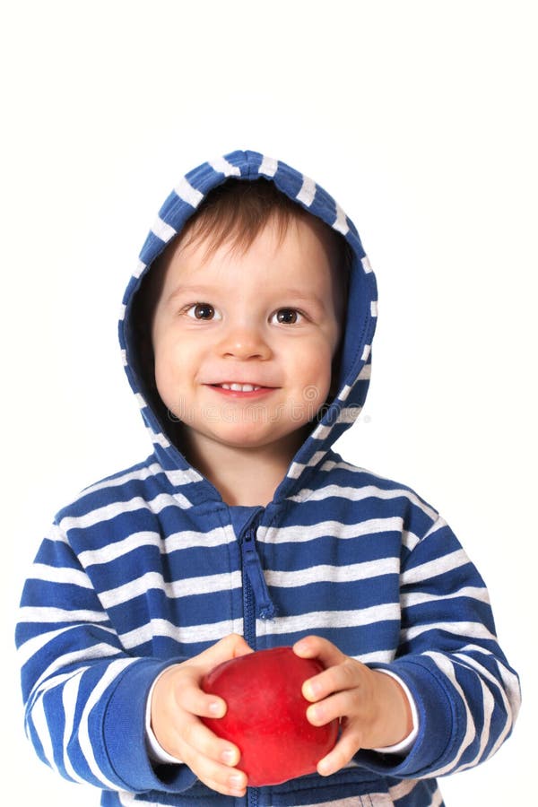 Baby with red apple stock photo. Image of isolated, human - 13225672