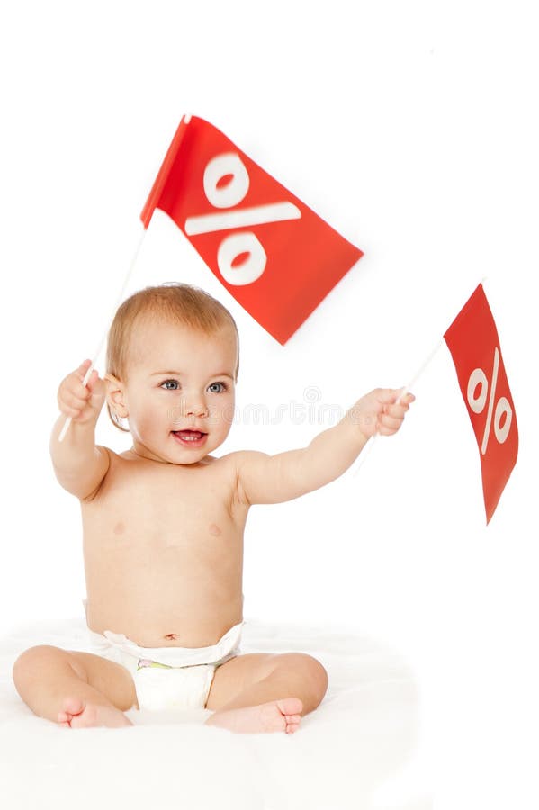 Baby with red flags stock photo. Image of sale, crawl - 27426808