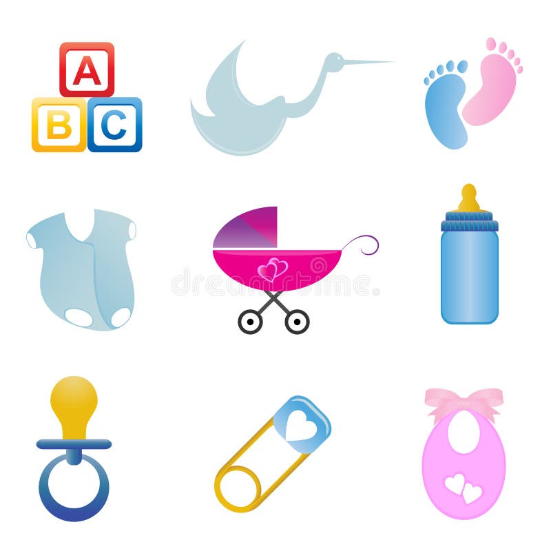 Baby and birth icons stock vector. Illustration of drawing - 35237534