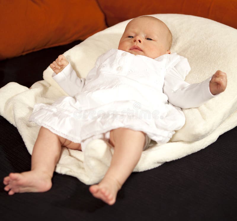 Baby relaxing on pillow stock image. Image of care, little - 14307571