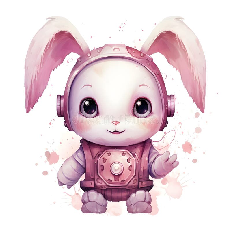 Baby Robot Cute Bunny Cute Bunny Watercolor Stock Illustration ...