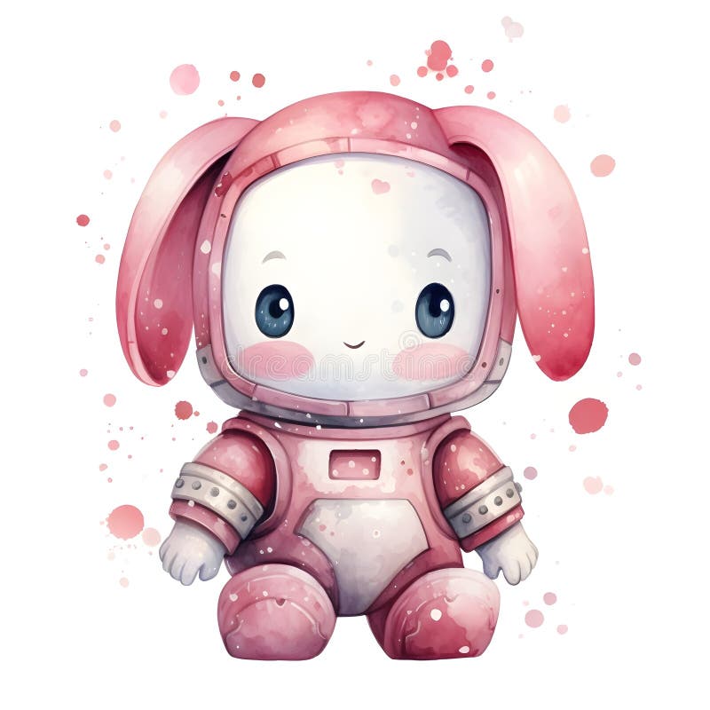 Baby Robot Cute Bunny Cute Bunny Watercolor Stock Illustration ...