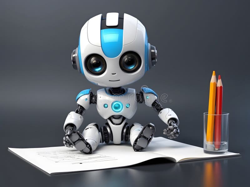 A Baby Robot Learning from Human Stock Image - Image of teenager, robot ...