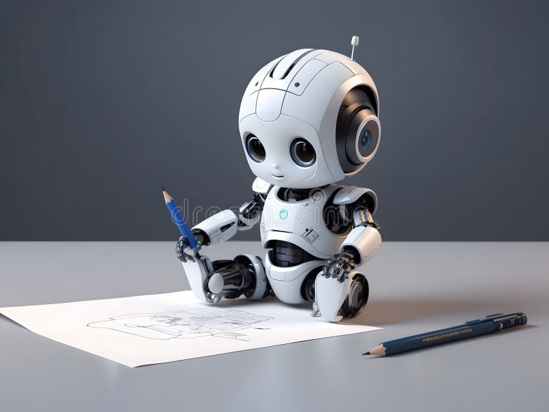 Baby Robot Holding Blank Sign Ai Generated Character 3d Image Stock ...