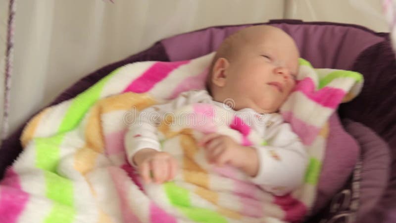 Baby rocking in a cradle stock video. Video of happy - 80606771