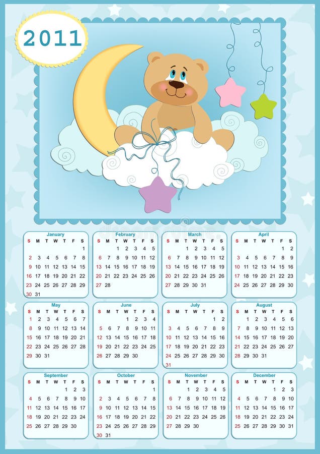 Baby s calendar for 2011 stock vector. Illustration of baby - 15202129