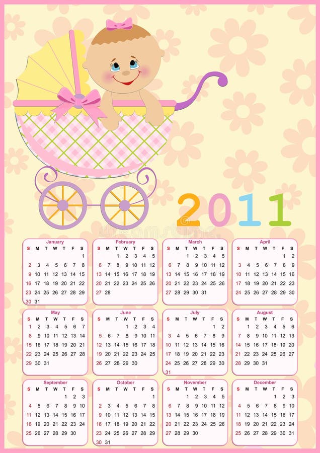 Baby s calendar for 2011 stock vector. Illustration of birth - 15257919