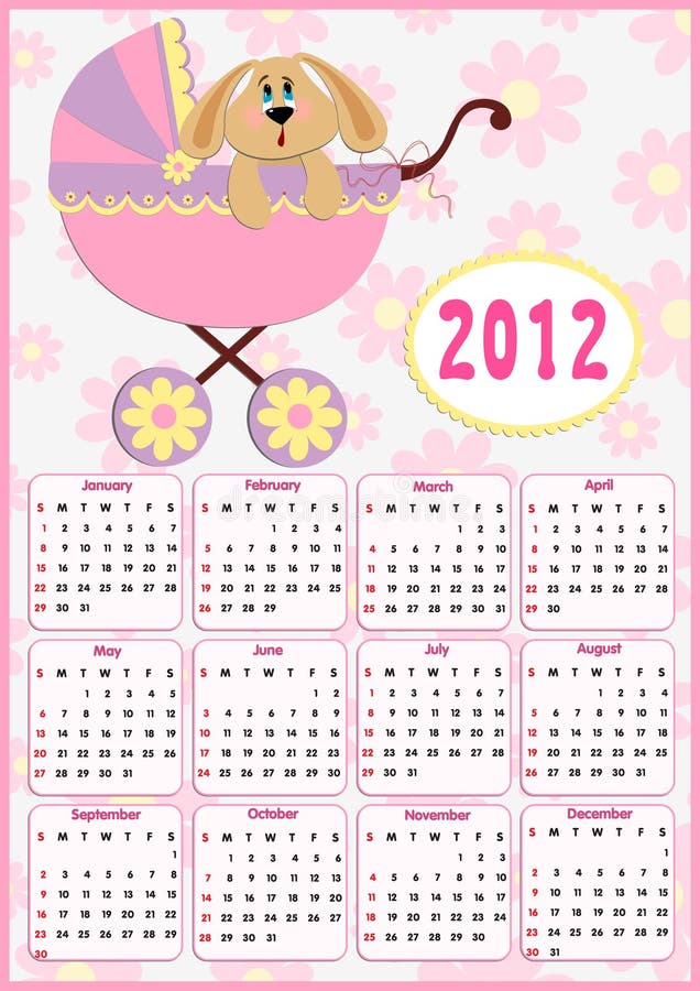 Baby s calendar for 2012 stock vector. Illustration of buggy - 19507628
