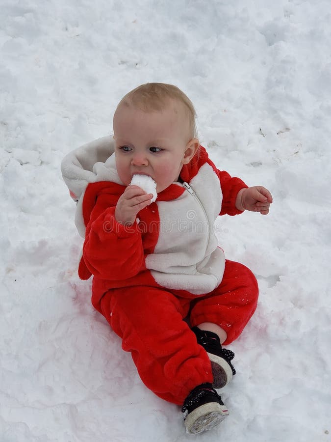 Baby& X27;s First Snow Day Stock Photo - Image of winter, snow: 148352742