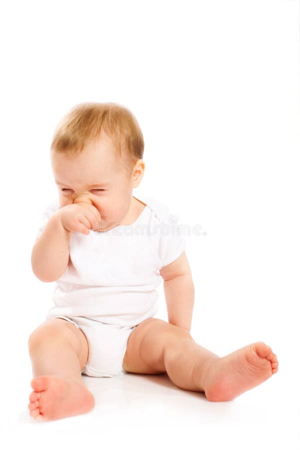 Baby s scratching his nose stock photo. Image of emotion - 12163454