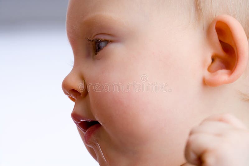 Baby s side face stock image. Image of love, attentive - 2183181