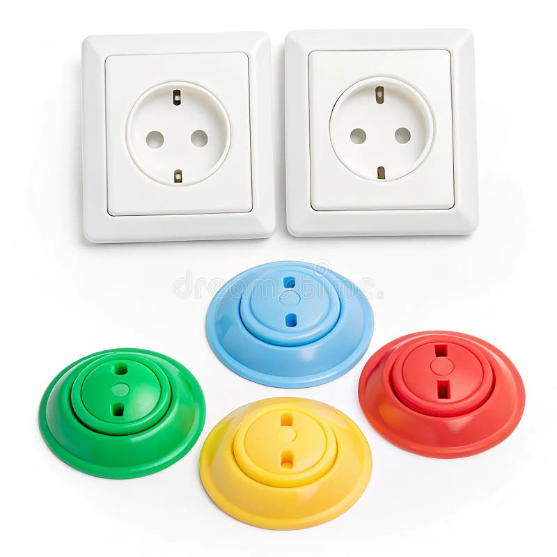 Baby Safety Outlet Plug Covers Stock Illustration - Illustration of ...