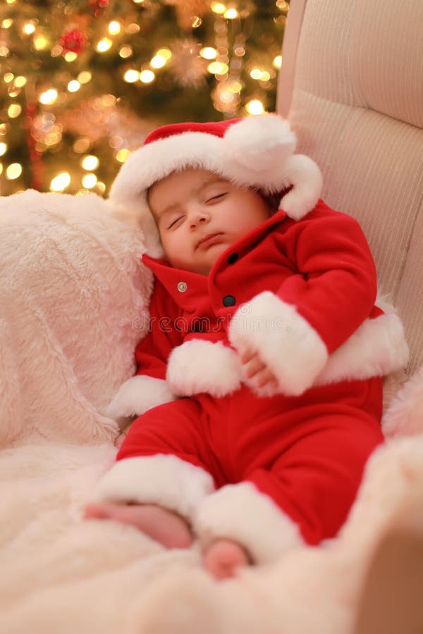 Baby santa stock photo. Image of child, baby, asleep - 12068956