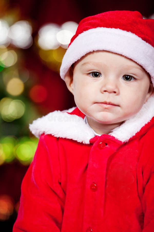 Smiling Little Girl in Santa Hat Stock Image - Image of santa, noel ...