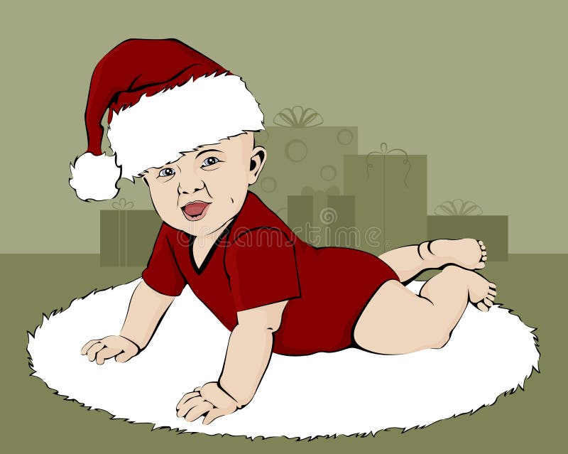 Baby Santa stock vector. Illustration of bald, toes, infant - 17253901