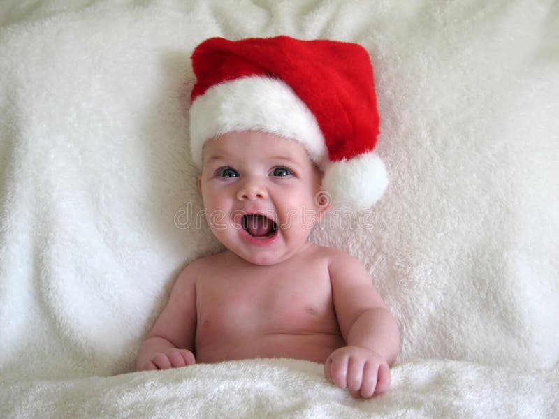 Baby with santa hat stock image. Image of birth, claus - 2118255