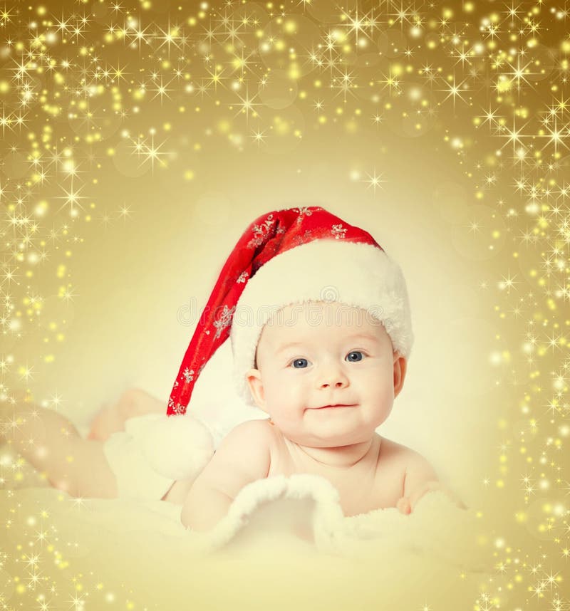 Baby with Santa hat stock photo. Image of enjoy, caucasian - 35553406
