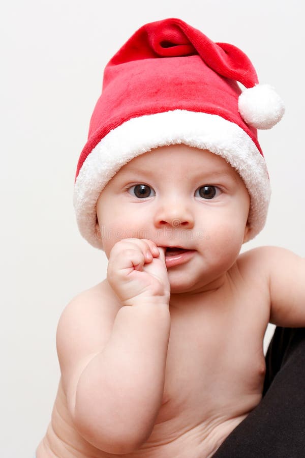 Baby in santa s cap stock image. Image of person, happiness - 3974859