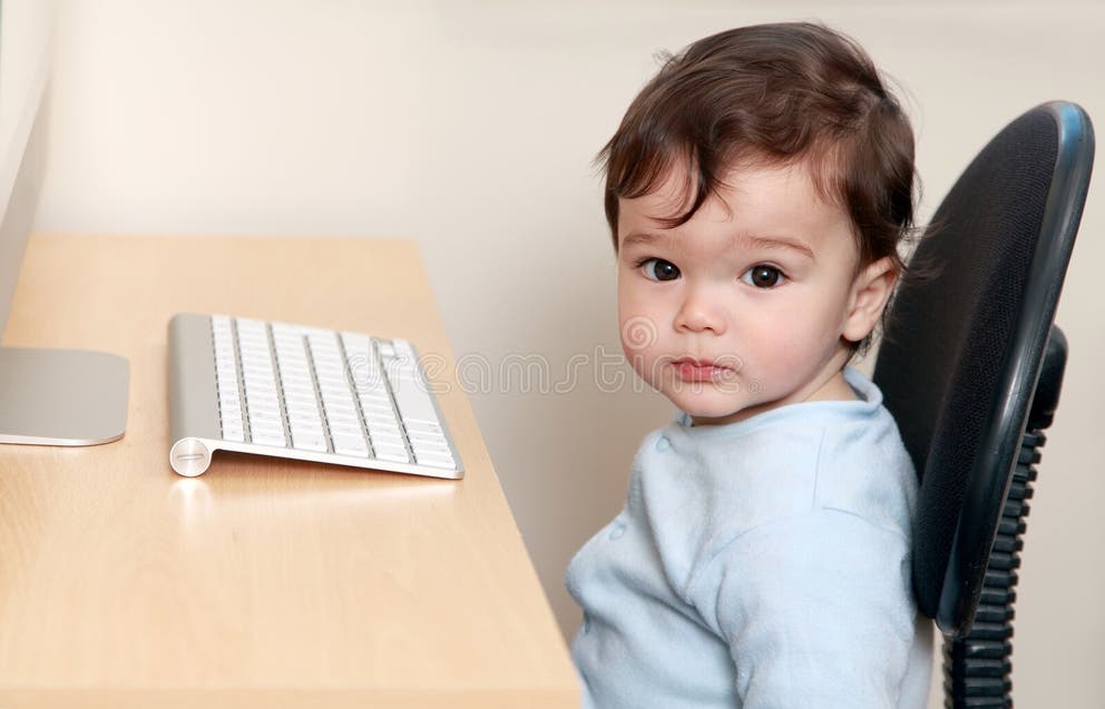 Baby sat in office stock photo. Image of online, people - 24430282