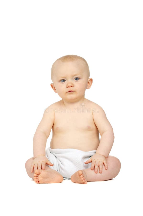 Baby Sat Isolated on a White Background Stock Photo - Image of sweet ...