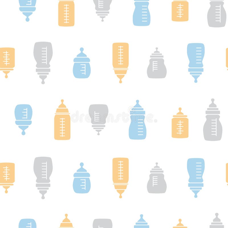 Baby Seamless Bottle Pattern. Stock Vector - Illustration of grey ...