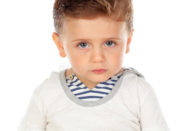Baby With A Serious Expression Stock Image - Image of emotion, closeup ...