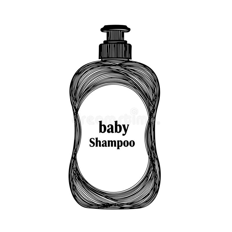 Baby Shampoo Bottle in Sketch Style on White Background Stock ...