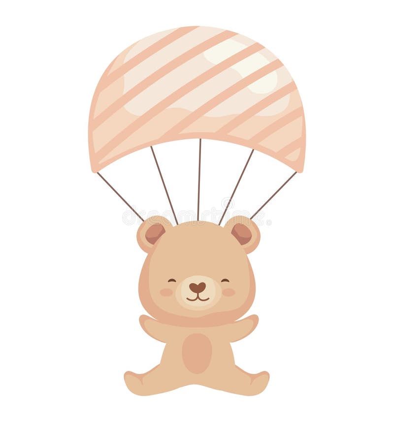 Baby Shower Bear with Parachute Stock Vector - Illustration of vector ...