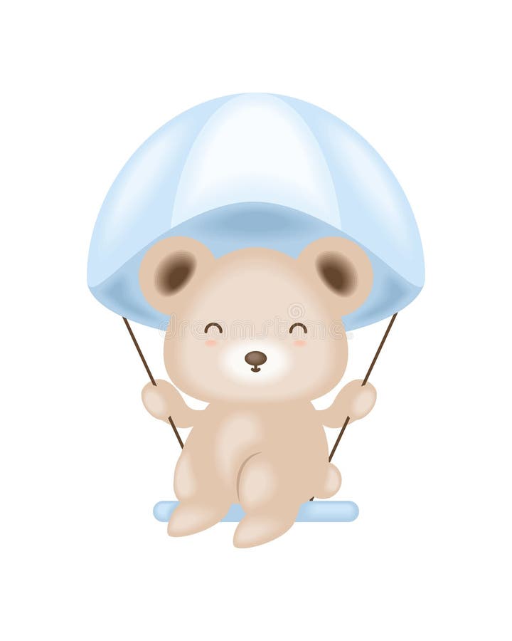 Baby Shower Bear with Parachute Stock Vector - Illustration of isolated ...
