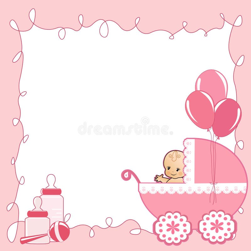 Baby Boy Arrival Card Border Stock Vector - Illustration of face ...