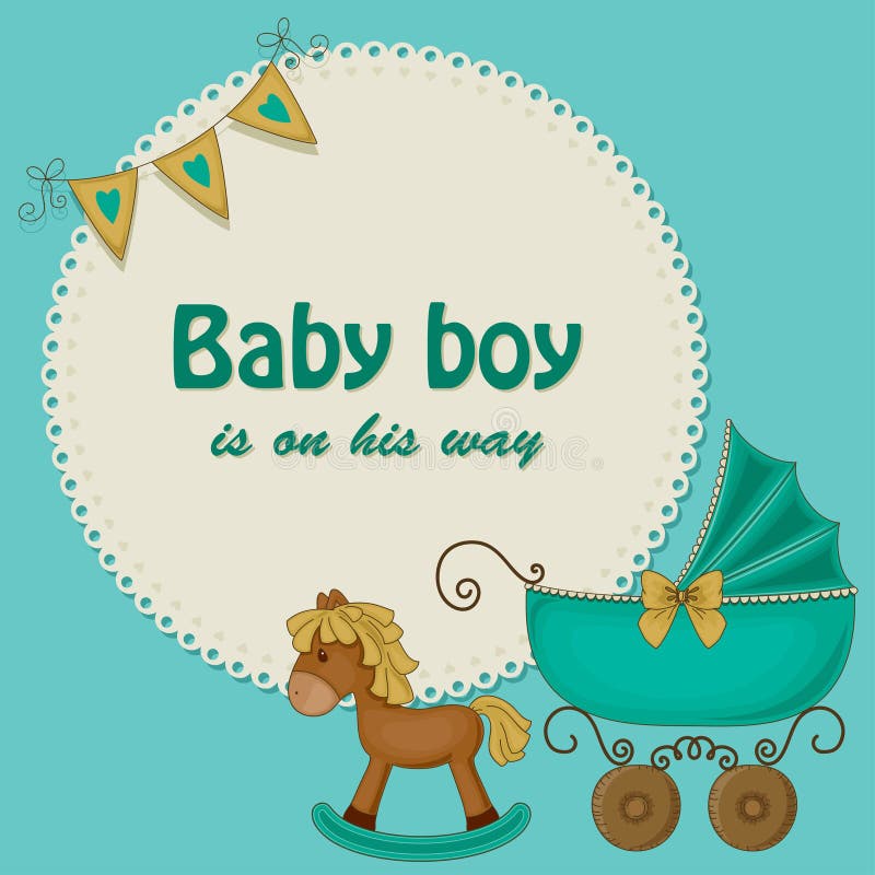 Baby shower card for boys stock vector. Illustration of event - 45001893