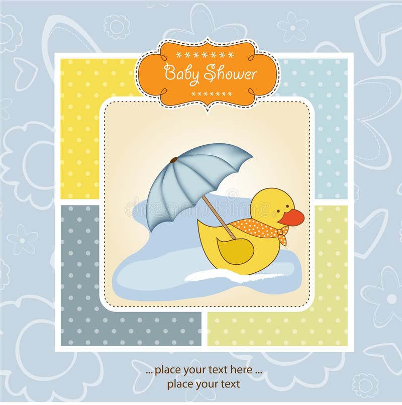 Cute Baby Shower Card with Little Baby Rubber Duck Stock Vector ...