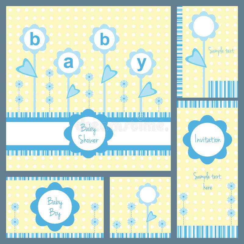 Baby shower card set stock illustration. Illustration of ...