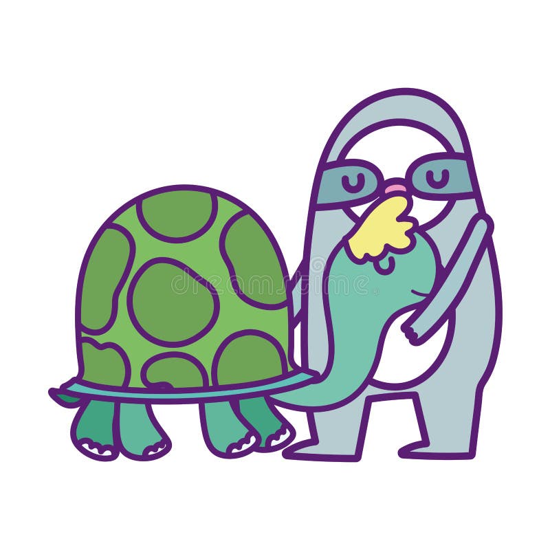 Baby Shower Cute Sloth and Turtle Cartoon Stock Vector - Illustration ...