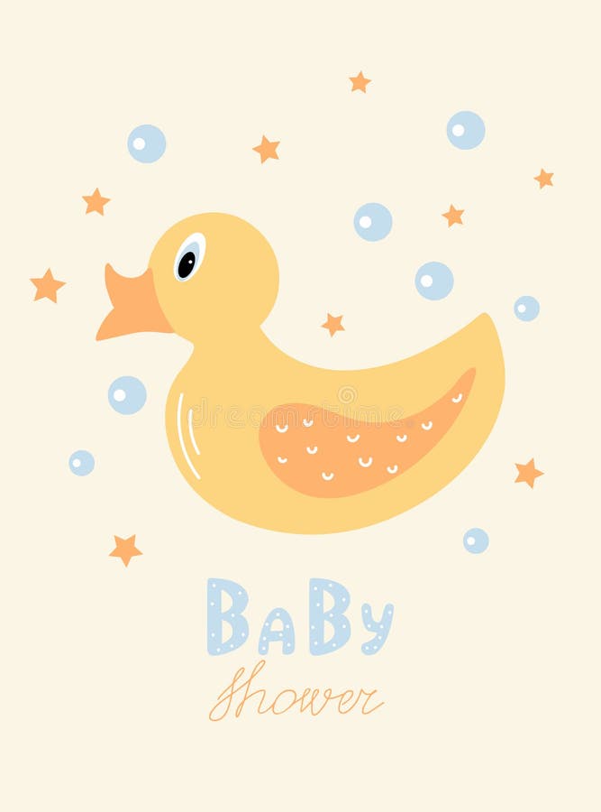 Baby Shower Design. Cute Duck and Hand Drawing Baby Shower Stock Vector ...