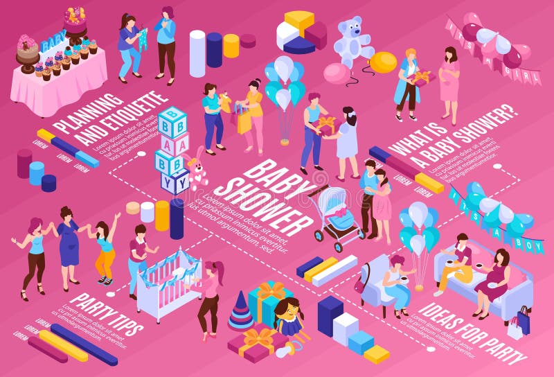 Baby Shower Flowchart stock vector. Illustration of elements - 272384881