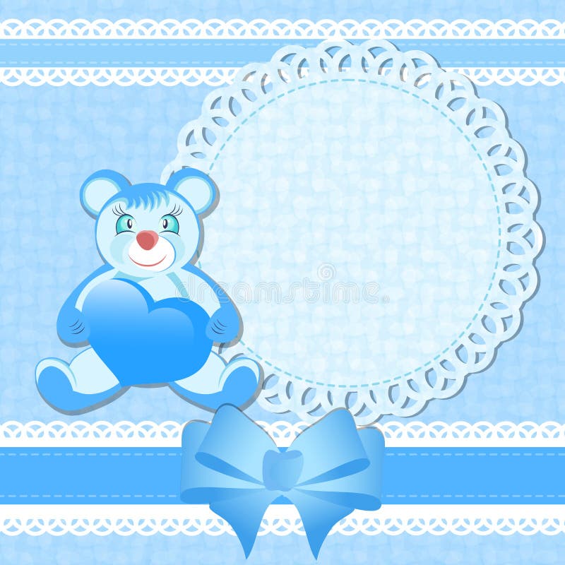 Baby Boy Round Frame Teddy Bear Stock Vector - Illustration of child ...
