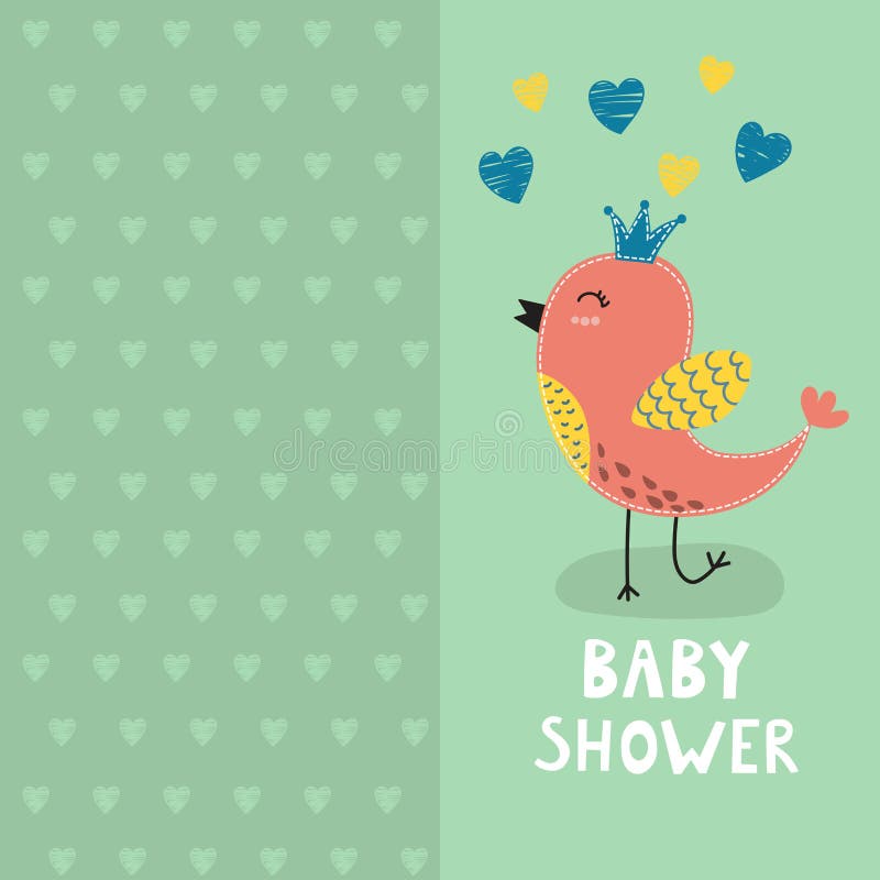 Baby Shower Invitation Card with a Cute Bird Stock Vector ...