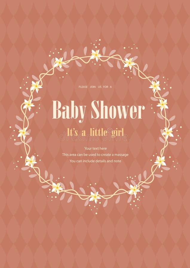 Baby Shower Invitation Card with Flower Crown,Vector Illustrations ...