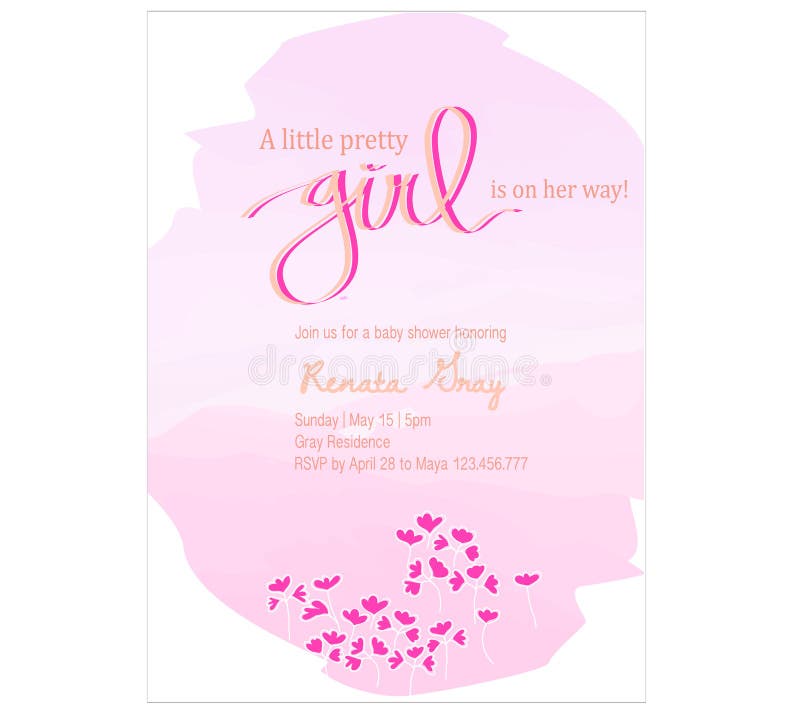 Baby Shower Invitation on Pink Theme Stock Illustration - Illustration ...